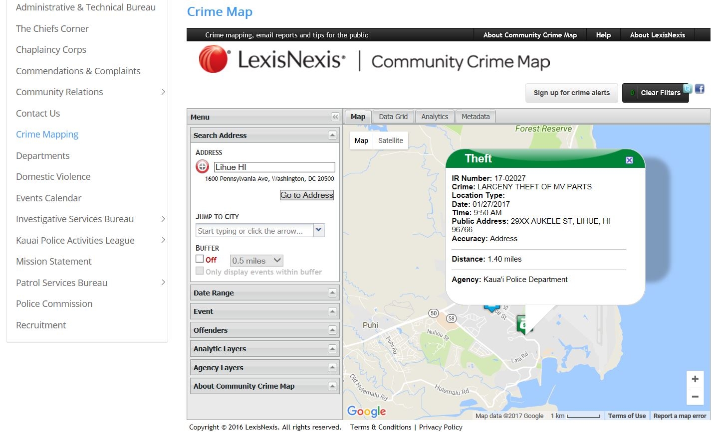 Hawaii Ahe KPD Launches New Online Crime Map - Hawaii Ahe